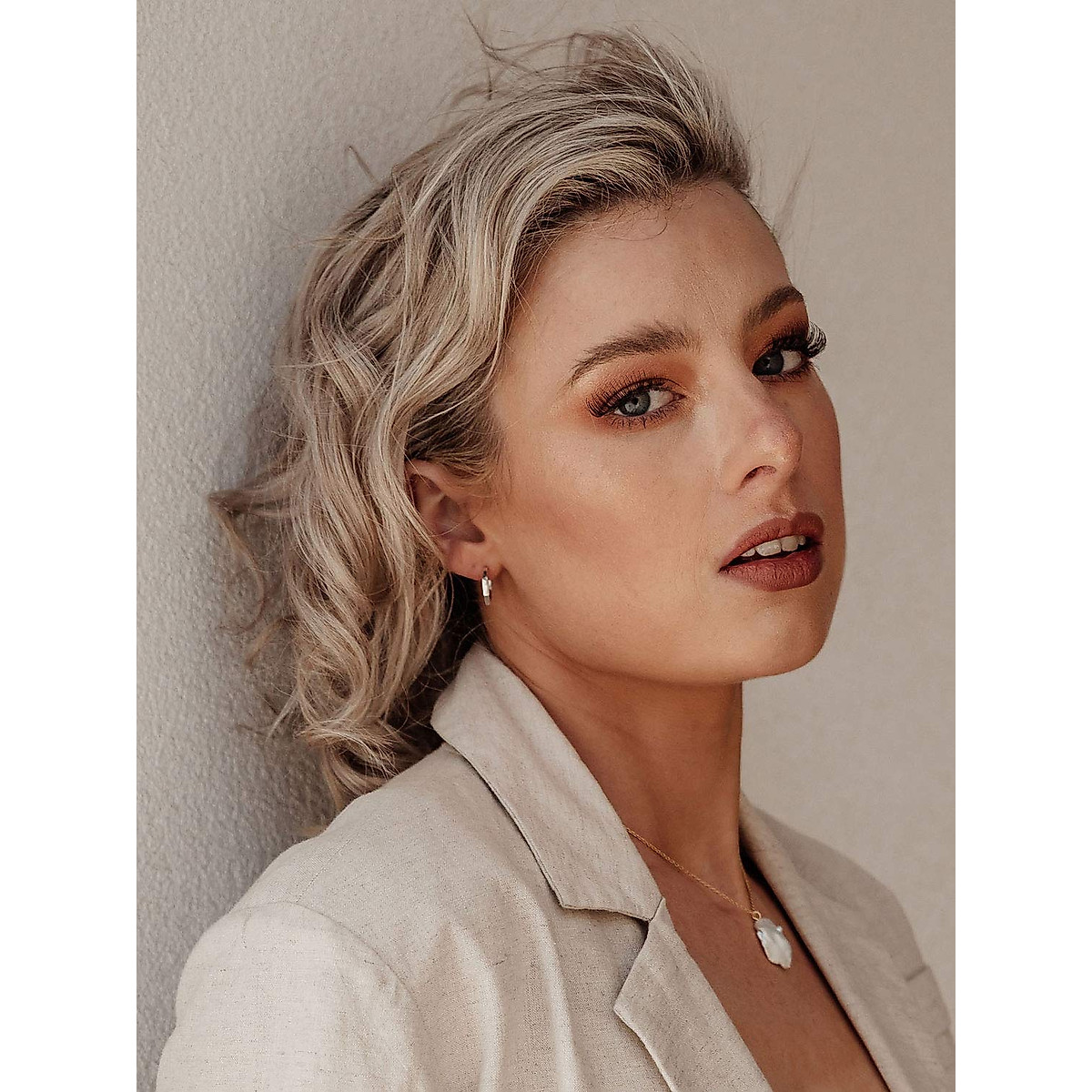 SWEETV 925 Sterling Silver Huggie Hoop Earrings for Women 15mm Small Lightweight Polished Hexagonal Hoops