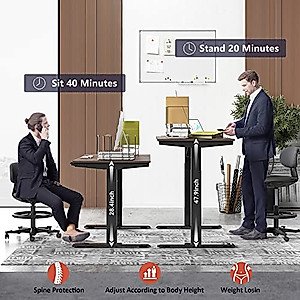 ALFABC Standing Desk 48 x 30 Inch Electric Sit Stand Desk Height Adjustable Stand Up Desk for Home Office, Computer Workstation Office Desk with Whole Board (Black Frame + Walnut Tabletop)