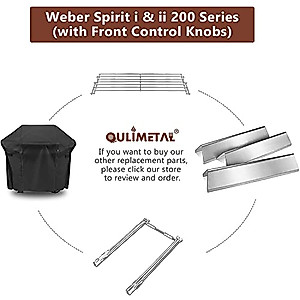 QuliMetal 7637 17.5" Cast Iron Cooking Grates for Weber Spirit 200 and Spirit II 200 Series Gas Grills, Spirit E210/S210/E220/S220 (2013-Newer) with Front Control Knobs