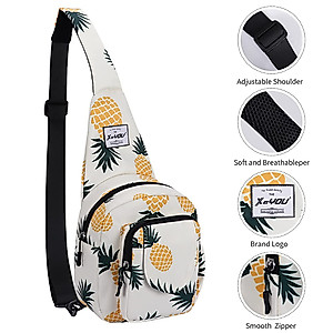 XEYOU Small Sling Bag Backpack Lightweight One Strap Bag Hiking Crossbody Chest Bag Unisex Shoulder Daypack (Pineapple, Small)