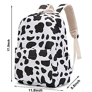 Joyfulife Cow Print Girls Backpack with Lunch Box Kids School Backpack Bookbag Primary Elementary Student Backpack for Girls Set