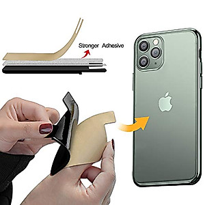 SHANSHUI Card Holder for Black of Phone, Silicone Adhesive Stick on Wallet Phone Pocket Seelve Compatible for iPhone 11 pro,Samsung Galaxy and Android Phones (Black,White,Grey/3pcs)