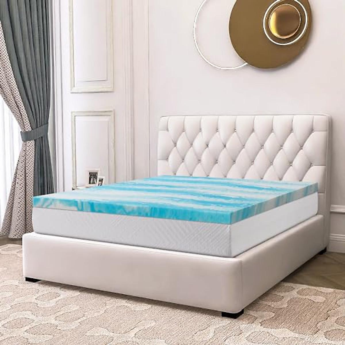 Hcore Mattress Topper California King - 4 Inch Gel Memory Foam Mattress Topper California King Size for Back Pain, CertiPUR-US Certified, Blue