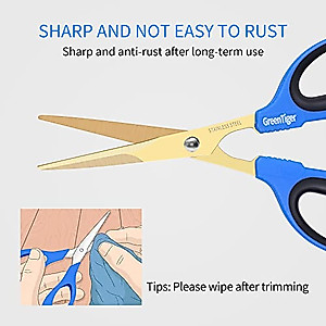 GreenTiger Garden Scissors, 65mm Extra-Long Blade, Golden Titanium Coating Pruning Shears, Sharp Precision-ground Stainless Steel Bonsai Shears, Suit for Garden and Home