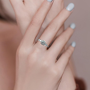 1.48 Carat (ctw) moissanite engagement rings for women - 10K white gold ring moissanite rings -7