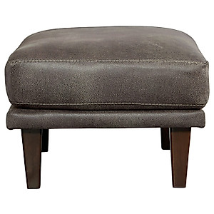 Signature Design by Ashley Arroyo Mid Century Modern Faux Leather Ottoman, Dark Gray