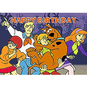 Cartoon What's New Scooby Doo Photography Background 5x3ft for Kids Scooby Theme Happy Birthday Party Supplies Cake Table Decoration Photo Backdrops Supplies