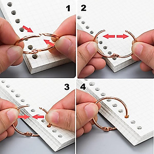 24 PCS Shower Curtain Rings, Gold Shower Curtain Hooks Decorative, ZESLMG Rustproof Shower Hooks for Shower Curtain Rods, Brass Metal Shower Rings for Bathroom, 2 Inch Loose Leaf Binder Rings