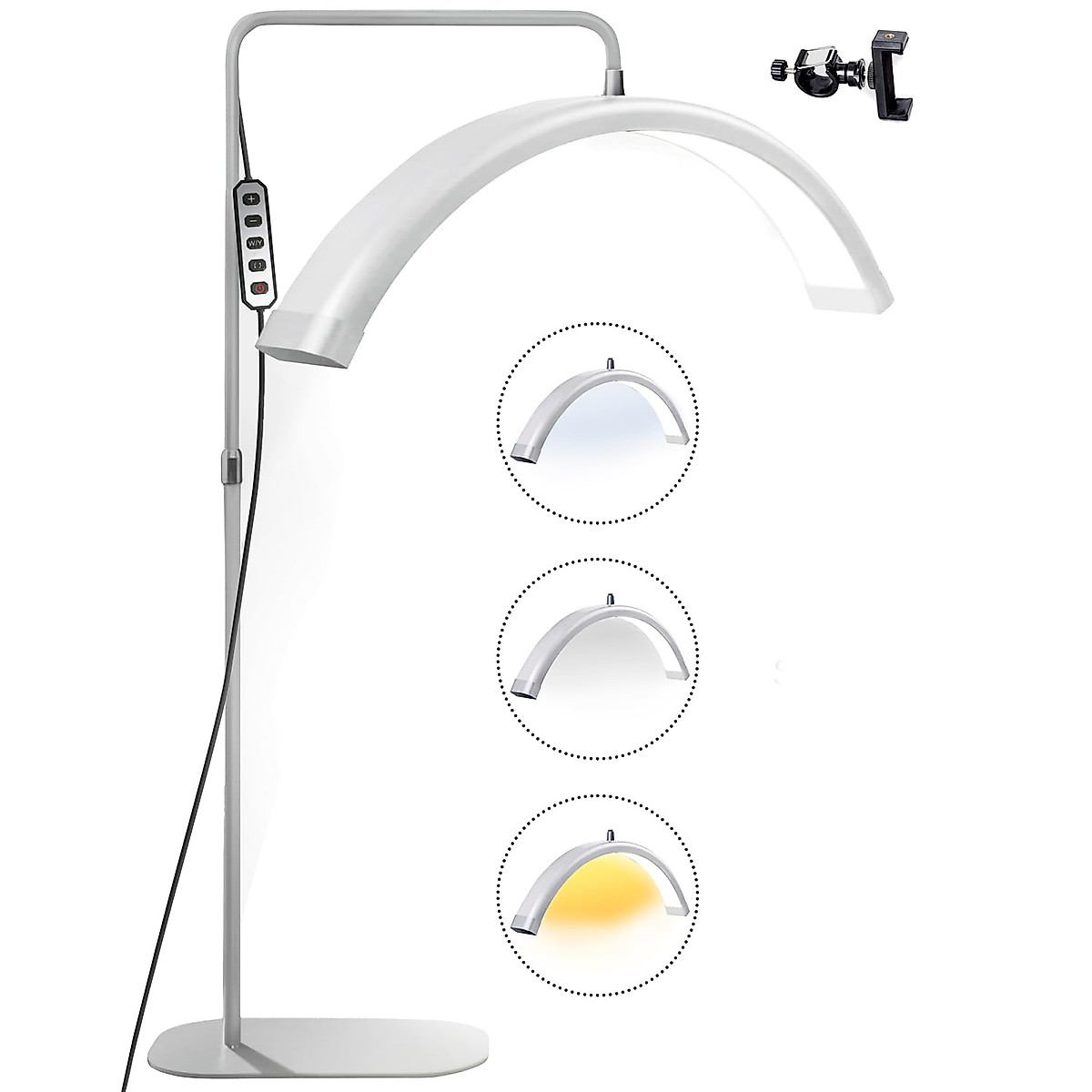 toyshi Half Moon Lamp for Lash Extension, Lighting for Beauty, Skincare, Lashes, Eyebrows, Filming Content Creation, Eyelash LED Floor Light White