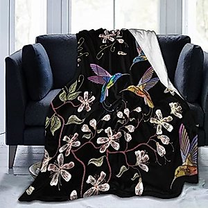 TEIKKIOP Hummingbird Flannel Blanket for Boys Girls Teens Soft Warm Throw Blanket for Home Office Bedroom 60 X 50 Inches
