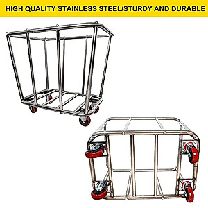 Commercial Laundry Cart,10 Bushel (350L) Large Industrial Rolling Laundry Cart Hamper with 4 Inch Wheels,Heavy Duty Laundry Baskets with Stainless Steel Frame, 260 LBS Weight Capacity