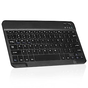 Ultra-Slim Rechargeable Bluetooth Keyboard Compatible with Microsoft Surface Duo and Other Bluetooth Enabled Devices Including All iPads, iPhones, Android Tablets, Smartphones, Windows pc, Black
