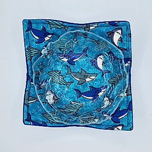 Sharks Microwave Cozy Nautical Reversible Microwaveable Bowl Buddy Oceanic Soup Huggie Coastal Pot Holder Handmade Hostess Housewarming Gifts Under 10