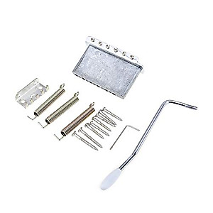 Musiclily Pro 56.5mm Vintage Guitar 6 Screw Tremolo Bridge Steel Saddles for Vintage Fender American Strat Stratocaster Electric Guitar, Chrome