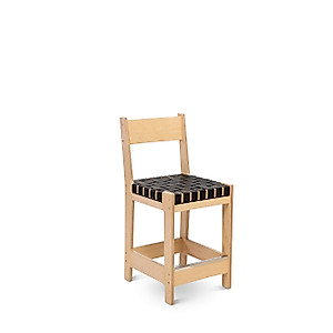 Handcrafted Counter Stool with Woven Leather Seat
