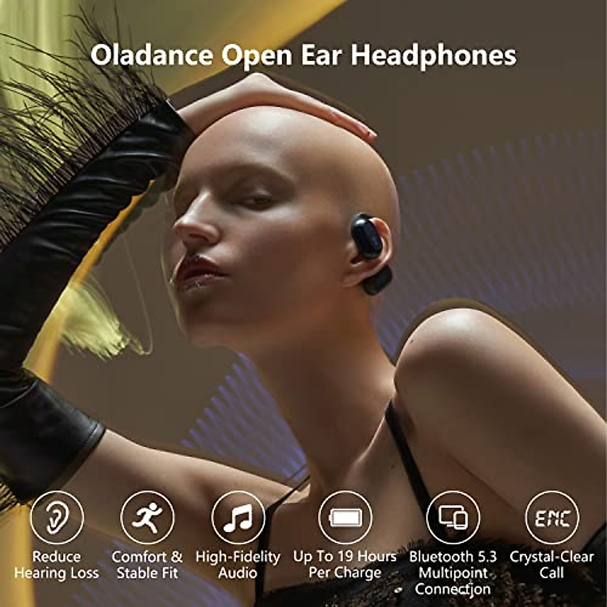 Oladance OWS2 Open Ear Headphones, Wireless Headphones Bluetooth 5.3 with Multipoint Connection, Android & iPhone Compatible, Up to 19 Hours Playtime with Carry Case Interstellar Blue
