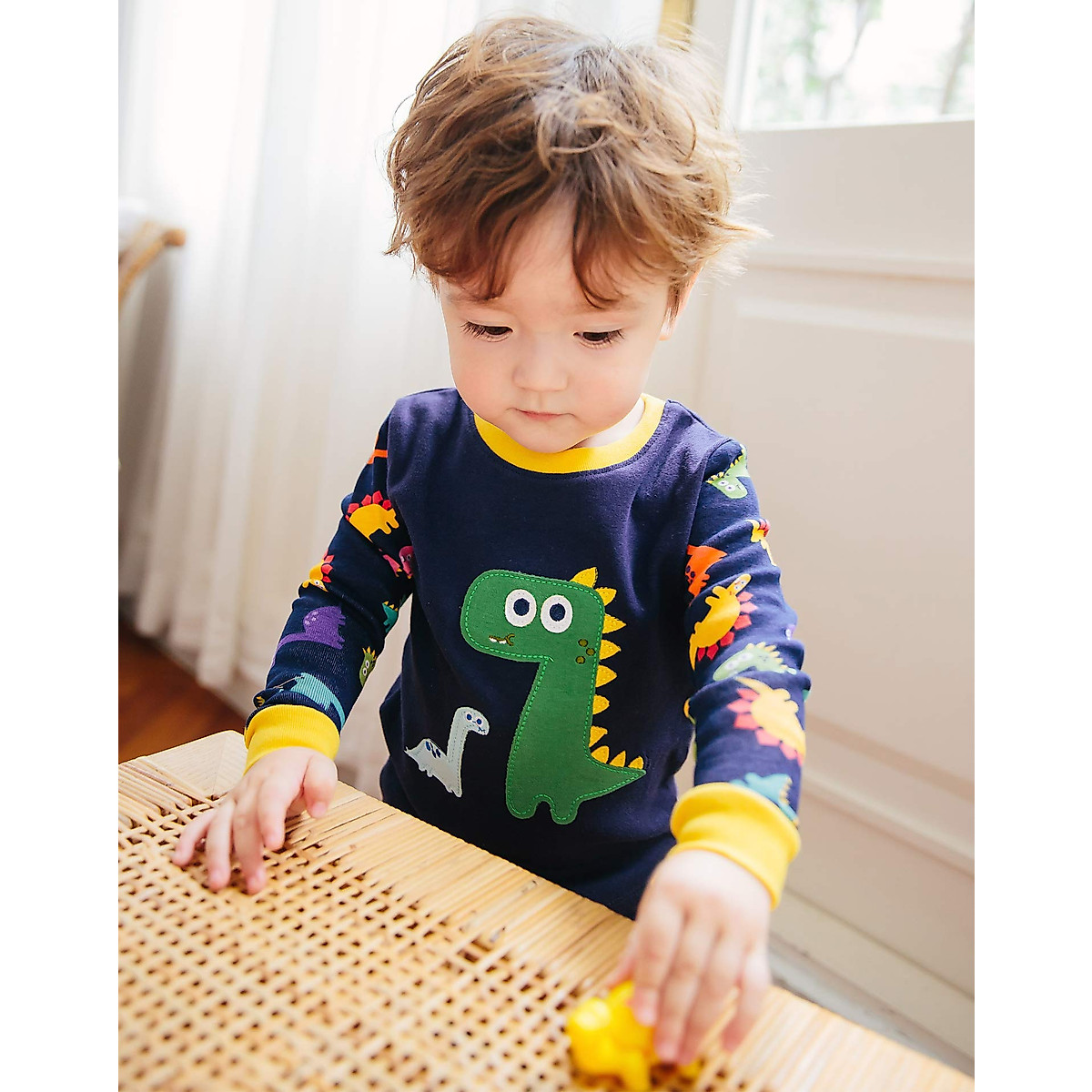 VAENAIT BABY Kids Boys Girls Long Sleeve Cotton Sleepwear Pajamas 2pcs Set Buddy Dino 4-5T/L
