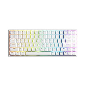 Akko Keycaps Top Printed Shine-Through with ASA Profile, White Keycaps PBT Double-Shot Keycaps for Mechanical Keyboards