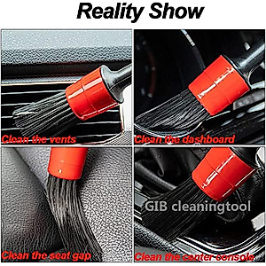 GIB cleaningtool Auto Car Detailing Kit Interior Exterior - 5 Detail Brush, 3 Wire Brush, 3 Drill Brush, 2 Car Wash Sponge,1 Cone Sponge,1 Microfiber Mitt, 1 Automotive Air Vent Brush and Cloth