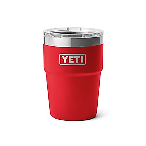 YETI Rambler 16 oz Stackable Tumbler, Vacuum Insulated, Stainless Steel with MagSlider Lid, Rescue Red