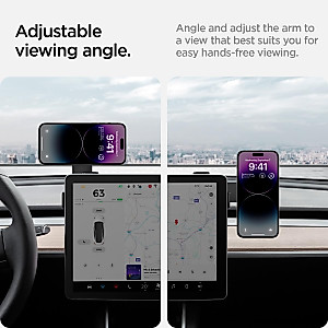 Spigen OneTap 3 (MagFit) [Upgraded Adhesive] Designed for Tesla Model 3/Y/S/X Designed for MagSafe Car Mount Compatible with iPhone 15 Pro Max, 15 Pro, 15 Plus, 15, 14, 13, and 12 Series