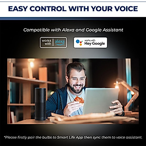 Lightinginside E12 Smart Bulb 60W Equivalent, 500LM 6W WiFi Candelabra LED Light Bulb Compatible with Alexa/Google Home, No Hub Required, RGBCW Chandelier Candle Bulb, 2.4G WiFi Only, ETL Listed, 3PCS