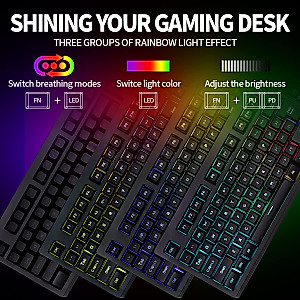 ZJFKSDYX L87 Wireless Gaming Keyboard, Rechargeable 3000mAh 2.4G LED Backlit Wireless Keyboard, Ergonomic Keyboard with Mechanical Feeling Keys for PC PS4 Xbox One Mac, Teclado Gamer (White)