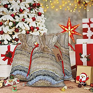 Onyx Stone Pale Bluechristmas Drawstring Gift Bag, Linen Drawstring Gift Bag, Reusable Drawstring Gift Bag, Used For Christmas, Birthday, Wedding Supplies