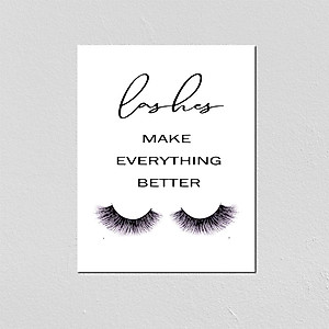 Eyelashes Decor girls room decor Lashes Make Everything Better, Glamour Decor, Bedroom Wall Decor, Inspirational Print, Makeup Lashes Art 11X14 Inch Prints No Framed