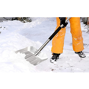 Snow Shovel for driveway-50 inch Aluminum Stainless Steel Lightweight Portable Sports Utility Forklift Trunk Camping Garden Beach Cleaning House Large Emergency