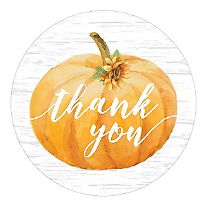 Orange Little Pumpkin Baby Shower Fall Thank You Stickers, Envelope Seals, Favor Bag Labels - 40 Count