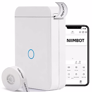 FOUAVRTEL Label Maker Machine with Tape D110 Portable Wireless Bluetooth Label Printer Direct Thermal Printer Rechargeable Labeler Handheld with Multiple Templates Inkless Office Home