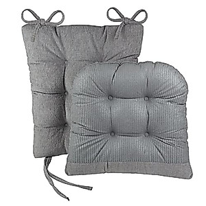 The Gripper Twill Jumbo XL Non-Slip Rocking Chair Cushion Set with Thick Padding, Includes Seat Pad & Back Pillow with Ties for Indoor Living Room Rocker, 17x17 Inches, 2 Piece Set, Gray