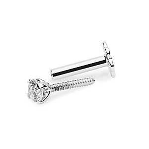 Demira Jewels Elegant 0.06 ct Diamond Nose Stud in 14K White Gold - Internally Threaded Screw Back, HI Color, Versatile Nose Pin, Lip Labret, Monroe Ring.