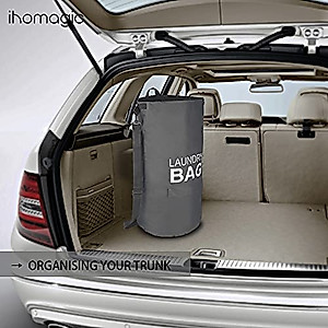 IHOMAGIC Laundry Baskets, Large Collapsible Clothes Basket,Door Laundry Hamper Bag Hanging,Tall Hamper Bag for Storage Bin,Home Organizer,Nursery Storage,Clothes Hamper Dark Grey