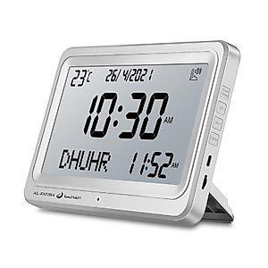 OUD Bukhoor Azan Clock, Automatic Worldwide Digital 8 Azan Prayer Sounds Muslim Prayer Clock for USA Home Decor (White)