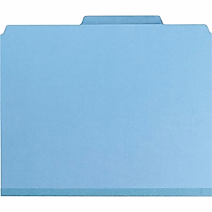 Smead Pressboard Classification File Folder with SafeSHIELD Fasteners, 1 Divider, 2" Expansion, Letter Size, Blue, 10 per Box (13730)