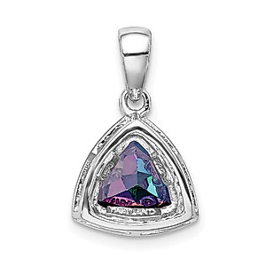 Sterling Silver Rhod-plated Trillion Mystic Fire/White Topaz Pendant QQP5106