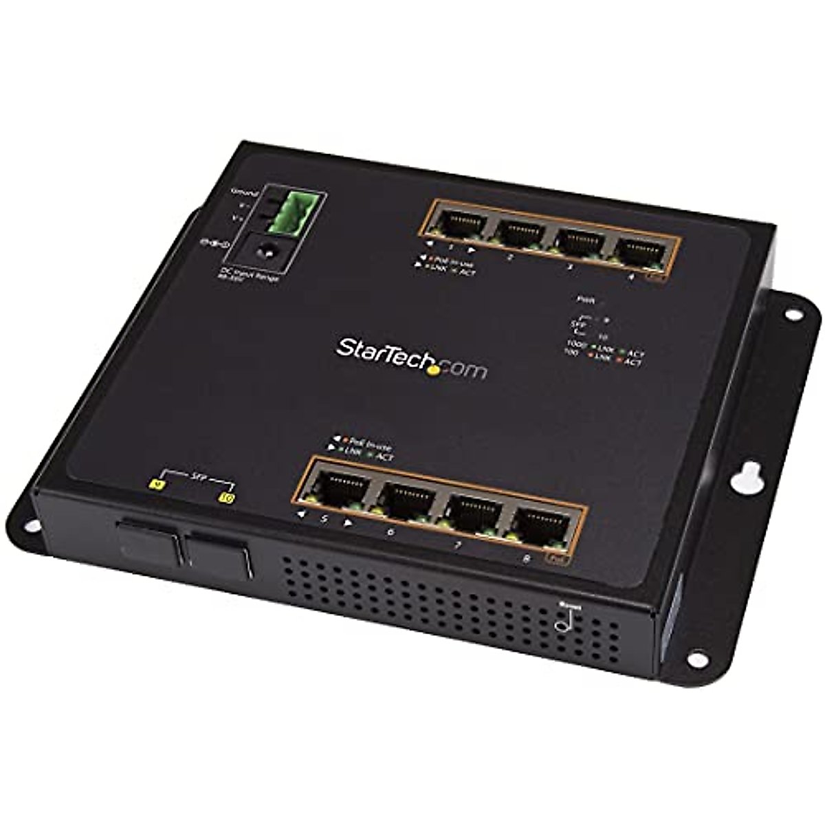 StarTech.com Industrial 8 Port Gigabit PoE+ Switch w/2 SFP MSA Slots - 30W - Layer/L2 Switch Hardened GbE Managed - Rugged High Power Gigabit Ethernet Network Switch IP-30/-40 C to 75 C, TAA
