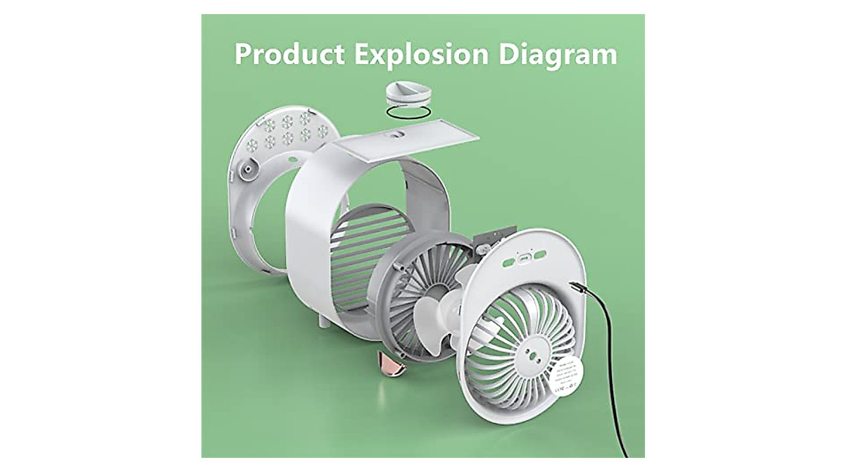 Portable Air Conditioner Fan - Compact Personal Cooler with Night Lights