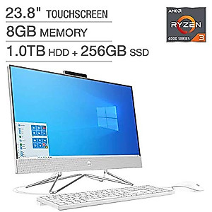 HP 23.8" Touchscreen All-in-One Desktop - AMD Ryzen 3 4300U - 1080p 8GB Memory 1TB Hard Drive Size+256 GBSSD Wired Keyboard and Mouse Microsoft® Windows 10 Home