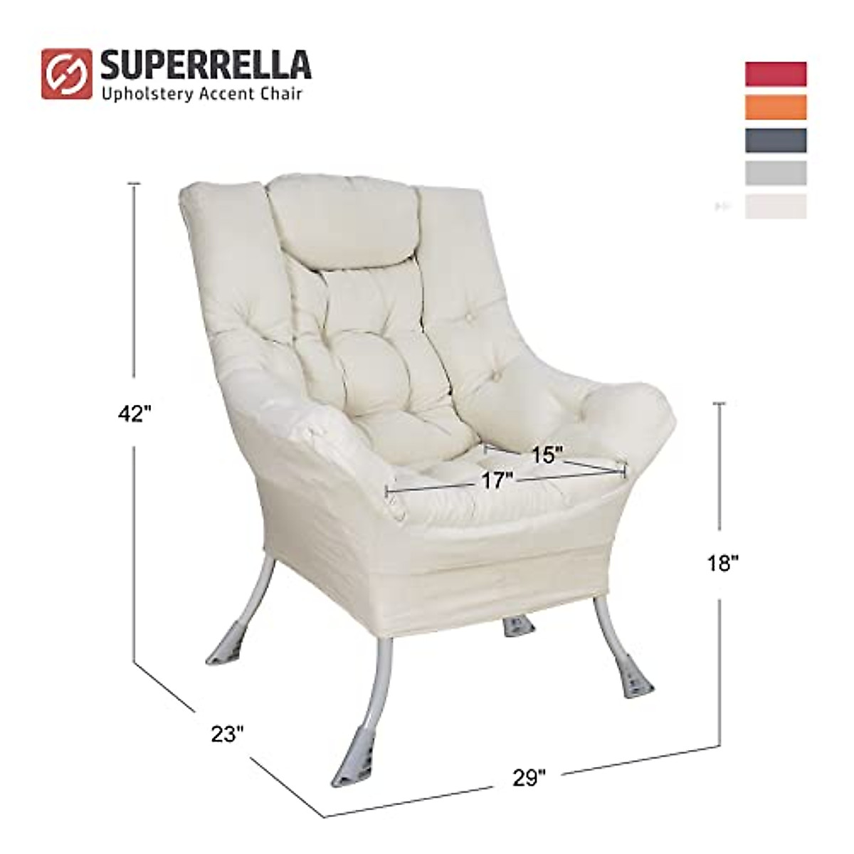 Superrella Modern Soft Accent Chair Living Room Upholstered Single Armchair High Back Lazy Sofa (White)