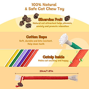 SEVENKA 6 Pack Silvervine Cat Toys, 7.87in/20cm Catnip Cat Chew Toy for Teeth Cleaning, Kitten Toys, Catnip Interactive Cat Toys for Indoor Cats Kittens Kitty Toy