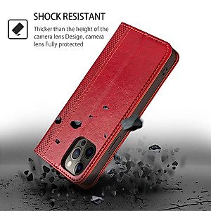 Fansipro Wallet Folio Case for Oppo Reno 2 Z, Premium PU Leather Slim Fit Cover for Reno 2 Z, 1 Card Slot, Unique Design, Red