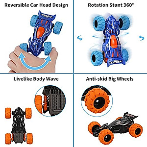 M SANMERSEN Monster Truck Car Toy, 2 Pack Turnable Head Monster Dragon Toys Friction Powered Cars Pull Back Toy Cars Set - Push and Go Toy Cars for Toddler Boys Girls Easter Gift
