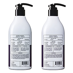 Herbalosophy Purple Shampoo & Conditioner Set for Blonde Gray Hair, Eliminates Brassy and Yellow Tones, Infused with Cocos Nucifera Oil, Free of Sulfate, Parabens and Gluten, 2 x 16.9 Fl Oz
