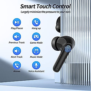 Wireless Earbuds Bluetooth Earbuds 76H Playtime Ear Buds Noise Cancellation Clear Calls Bluetooth Headphones Power Display Charging Case Light Weight IPX7 Waterproof Earphones for Sports Workout