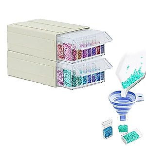 KDO Storage Containers for Diamond Painting, 2 Packs Stackable Craft Storage Organizers 70 Slots Individual Containers for Diamond Art Beads Nail Pill Rhinestones Seed