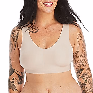Hanes Women's Seamless Wireless, Lightweight Full-Coverage Wirefree T-Shirt Bra (S-3XL), Nude, X-Large