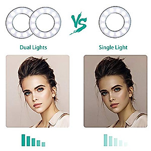 NexiGo 3.5 Inch Dual Selfie Ring Light with Moible Phone & Webcam Holder, 3-Light Modes, 10 Brightness Levels, LED Ringlight with Tripod Stand, for Live Streaming Makeup Video Conference